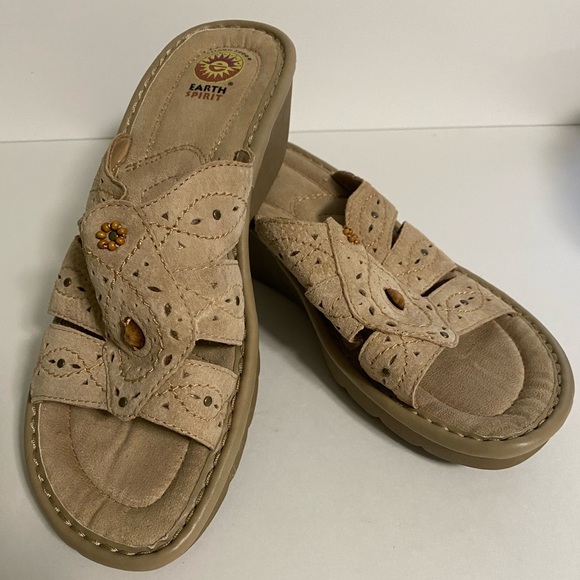 Earth Spirit | Shoes | Earth Spirit Monica Beige Leather Sandals Size 1 ...